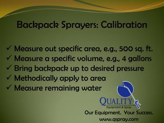Backpack Sprayers - Use, Maintenance & Calibration | PDF | Chemistry ...