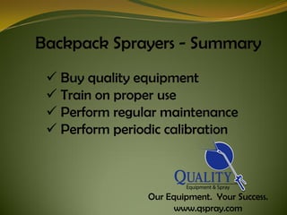 Backpack Sprayers - Use, Maintenance & Calibration | PDF | Chemistry ...