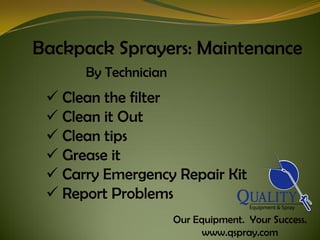Backpack Sprayers - Use, Maintenance & Calibration | PDF | Chemistry ...
