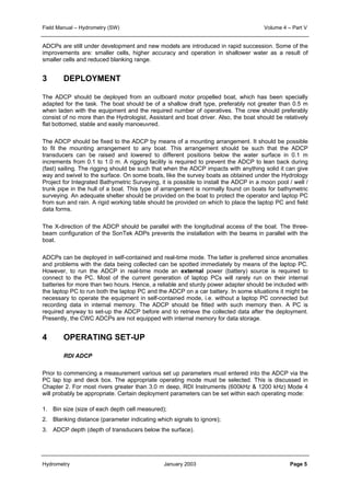 Hydrometry: Field Manual, Field Application of ADCP Volume-4 Part V ...