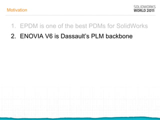 Connecting SolidWorks EPDM and ENOVIA V6 | PPTX