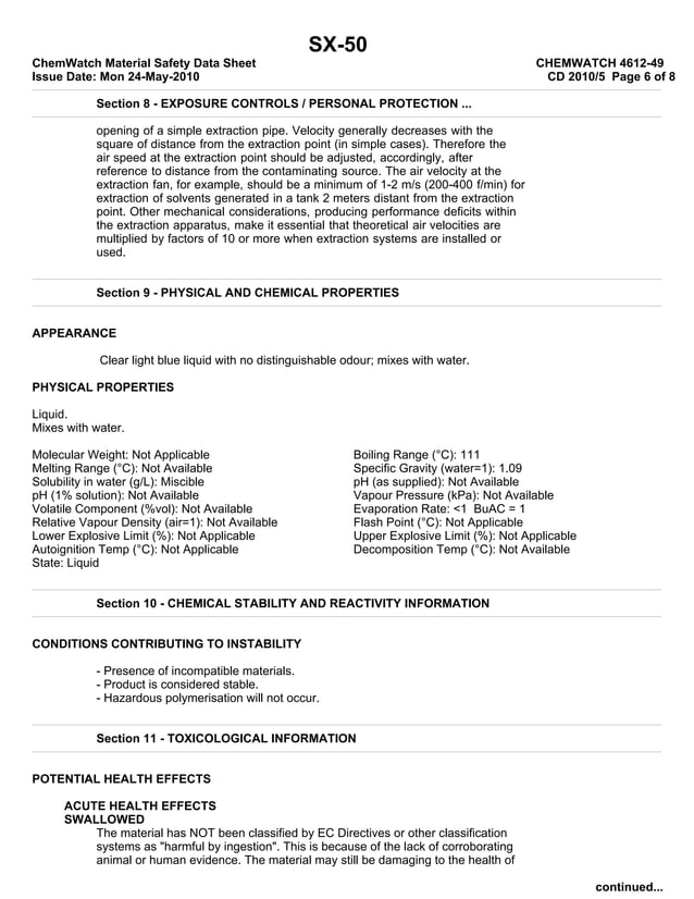 Sx 50%20 msds%204612-49 | PDF