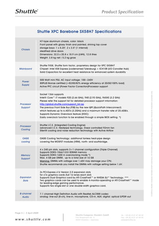 Shuttle Sx58 H7 | PDF