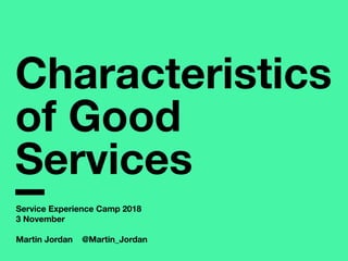 Characteristics of Good Service / Martin Jordan | PDF