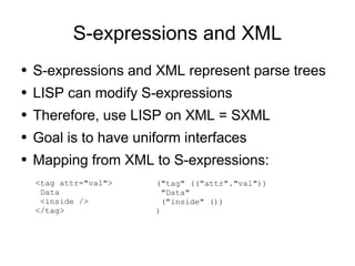 SXML: S-expression eXtensible Markup Language | PPT