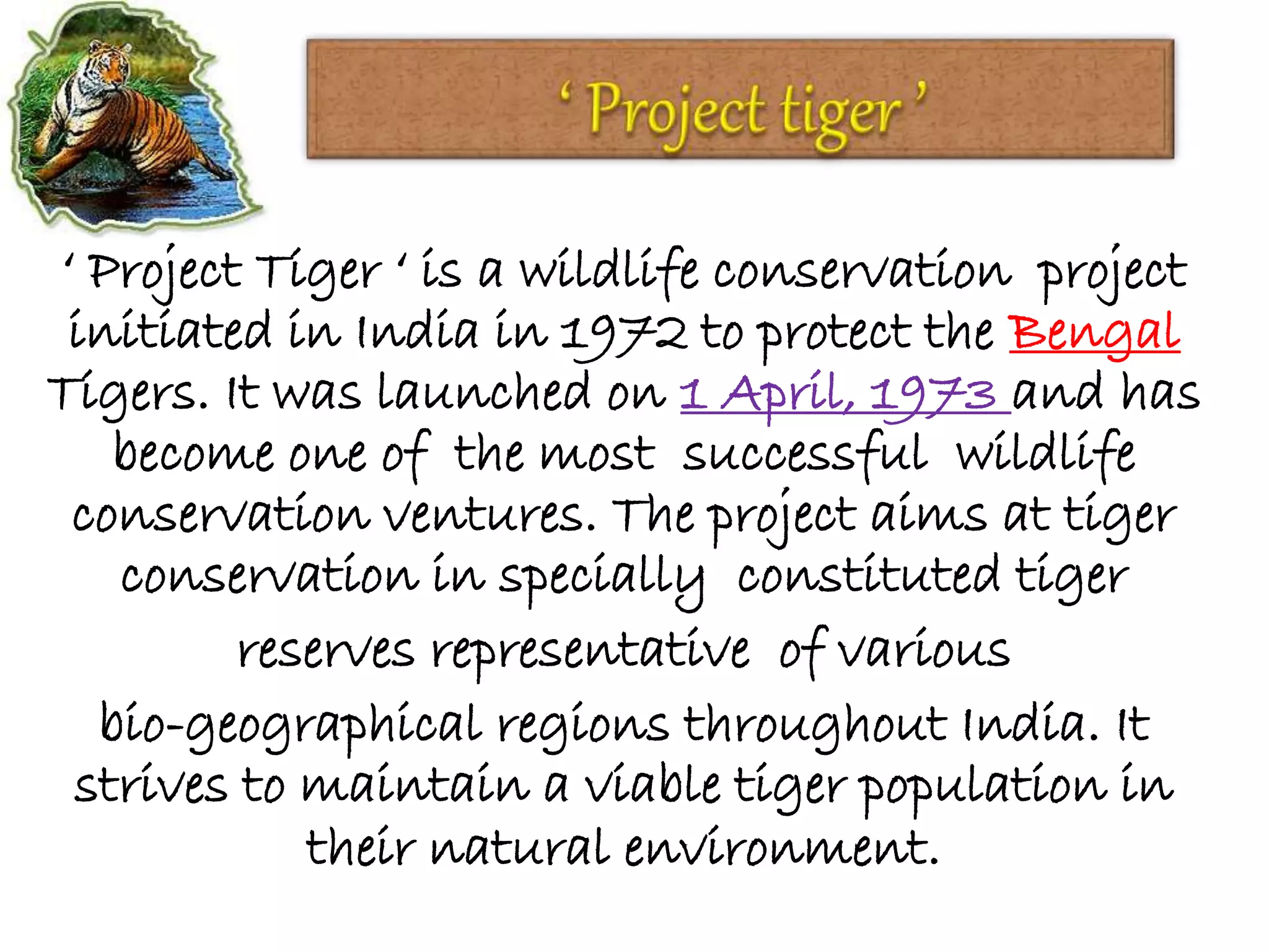 ' Project tiger ’ | PPTX | Zoos & Aquariums | Attractions