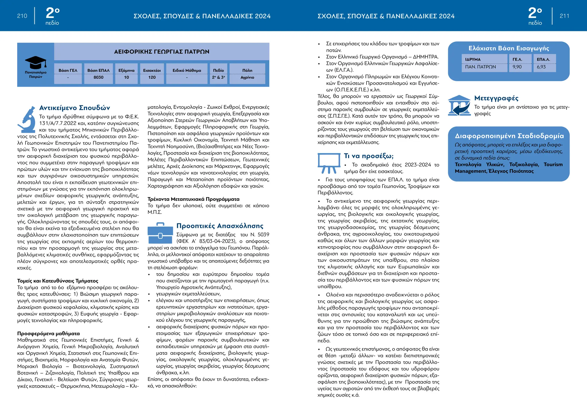 Σχολές, Σπουδές & Πανελλαδικές 2024 | PDF