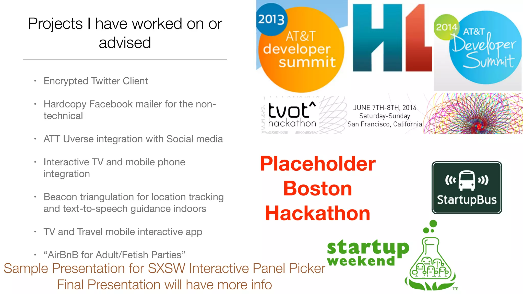 Sxsw Preliminary Panel How to Hack hack hackathons for non-technical hackers | PDF