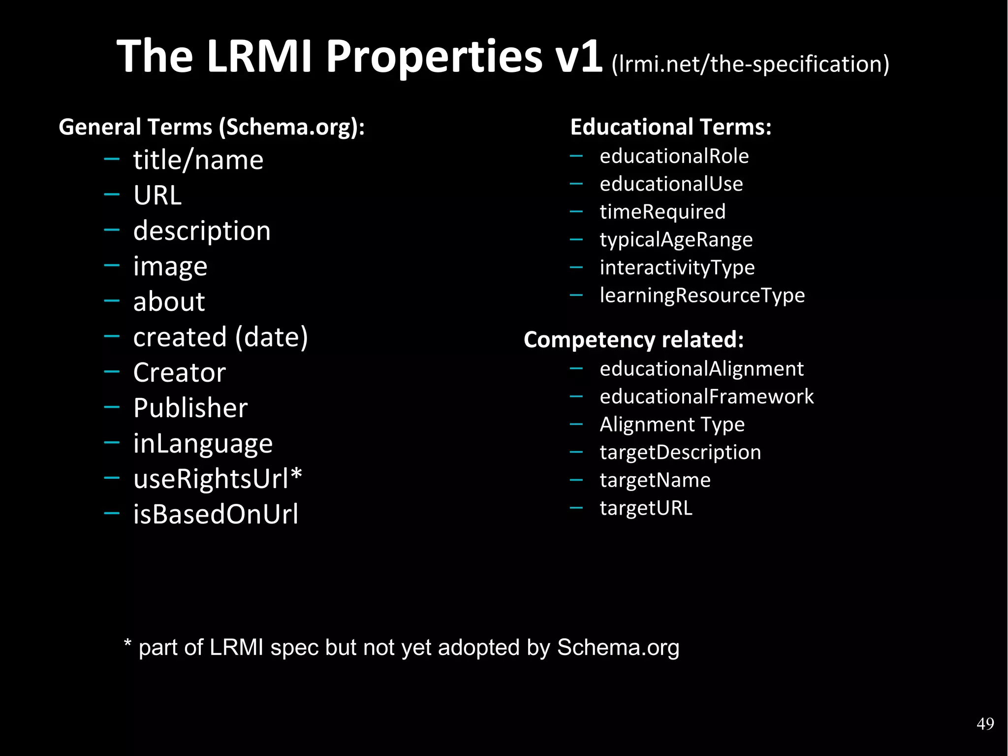 LRMI: Using Education Metadata to Support Learning | PPT