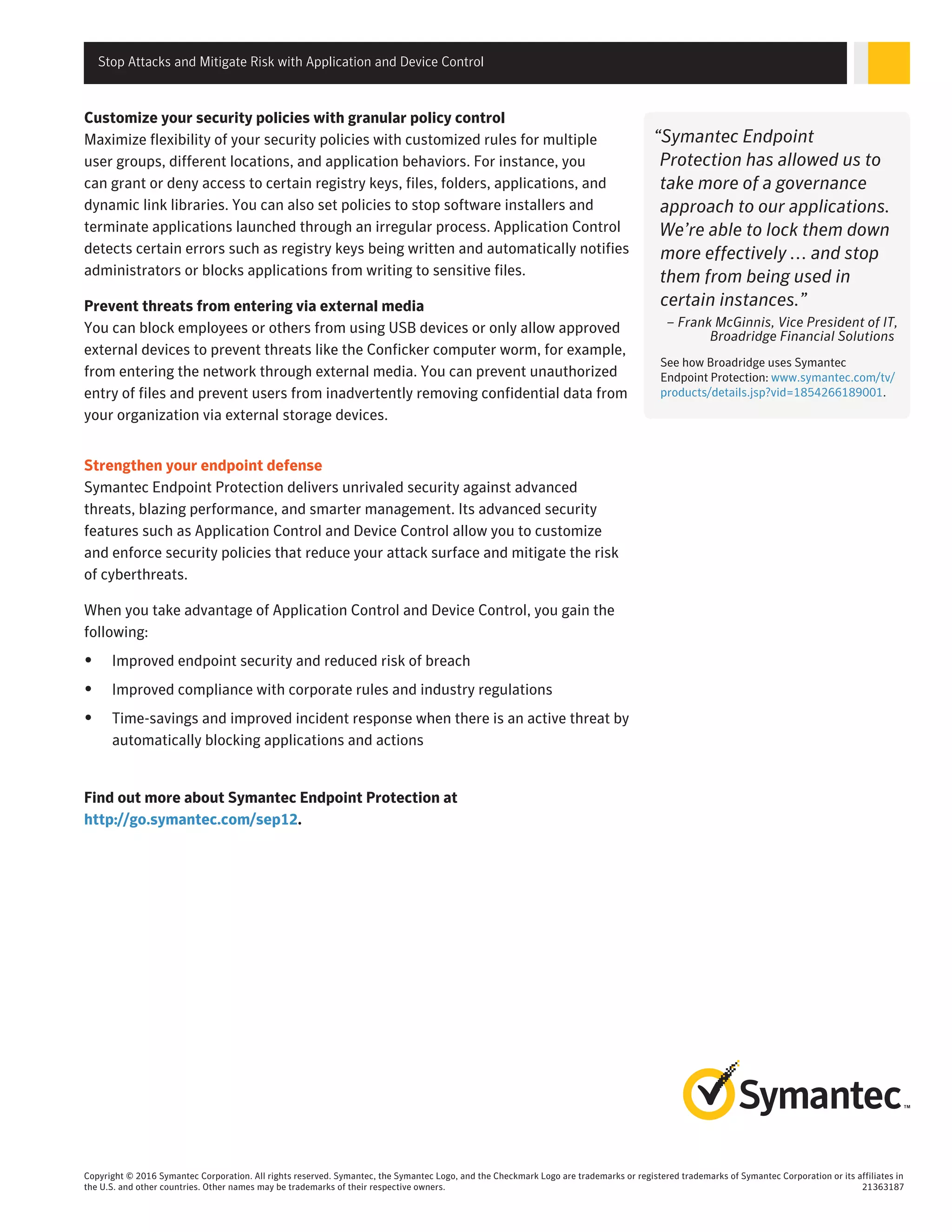 Stop Attacks and Mitigate Risk with Application and Device Control | PDF