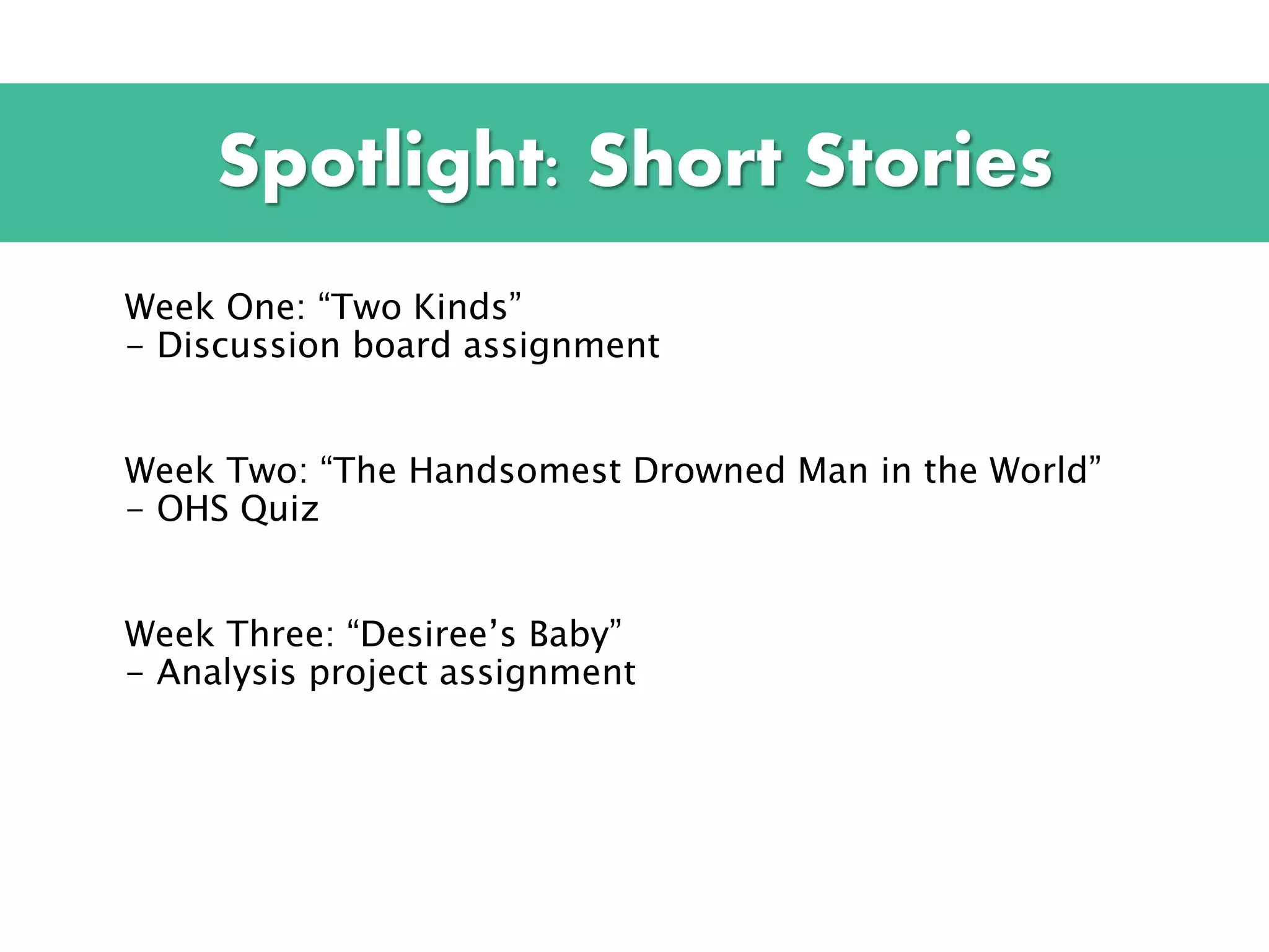 Short Stories Unit Overview | PPTX