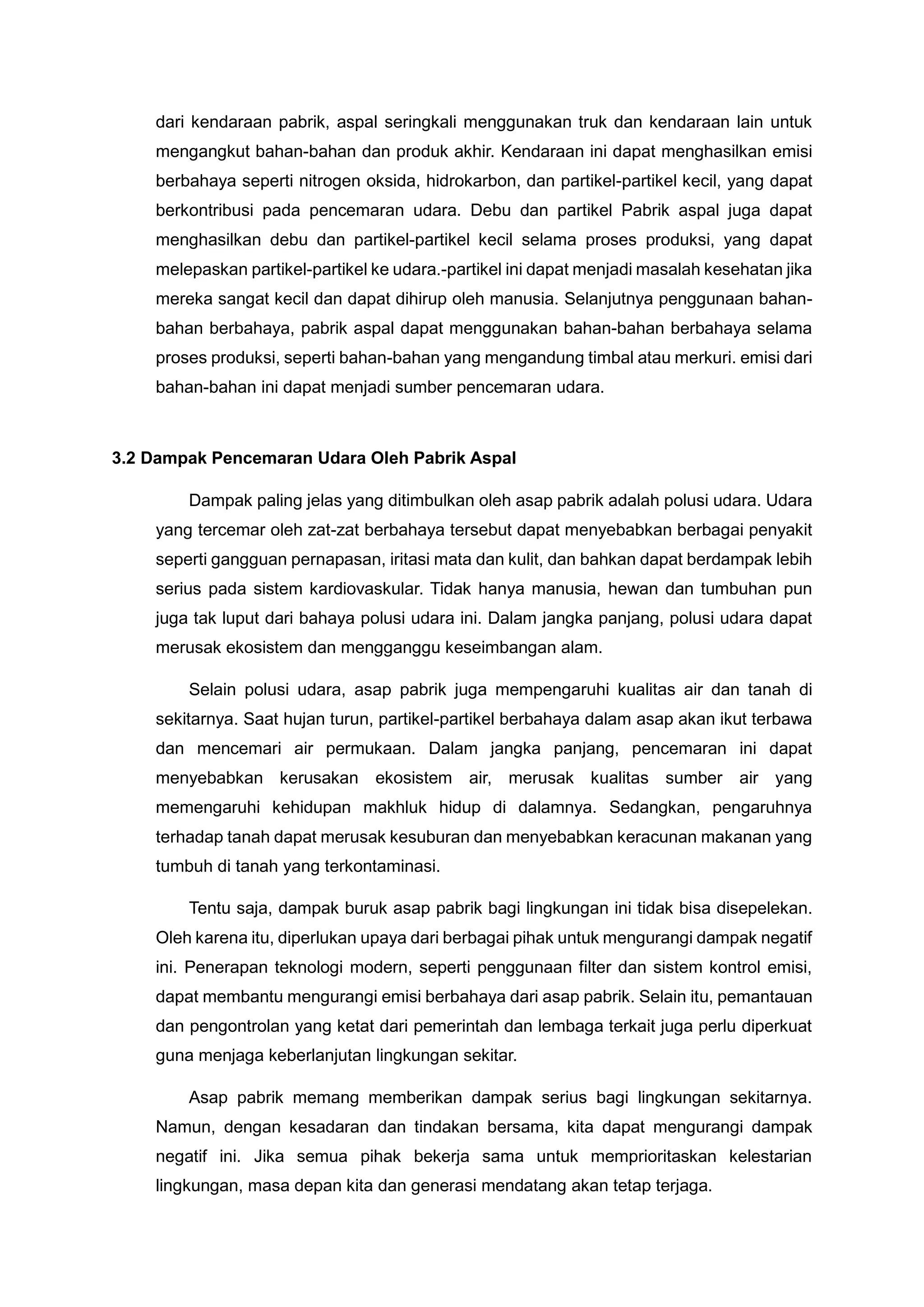 ANALISIS PENCEMARAN UDARA AKIBAT PABRIK ASPAL | DOCX