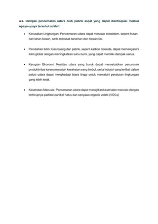 ANALISIS PENCEMARAN UDARA AKIBAT PABRIK ASPAL | DOCX