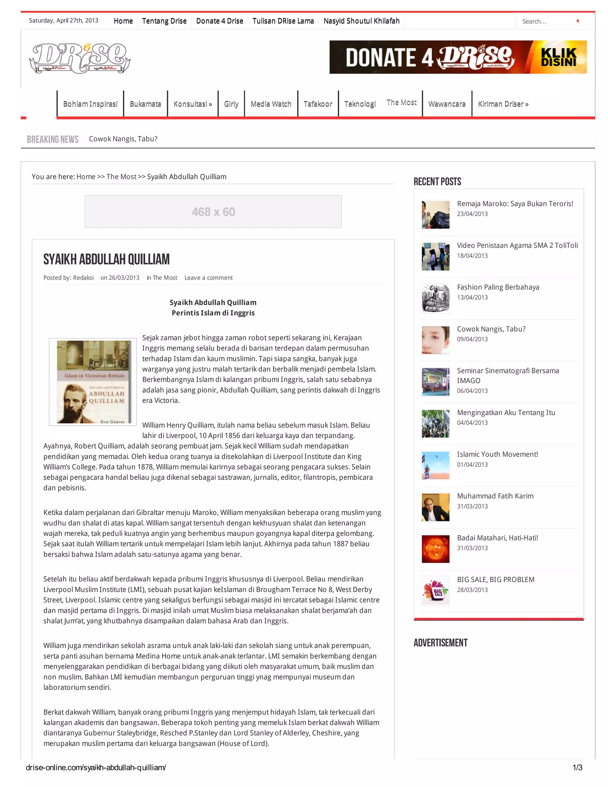 Syaikh abdullah quilliam | PDF