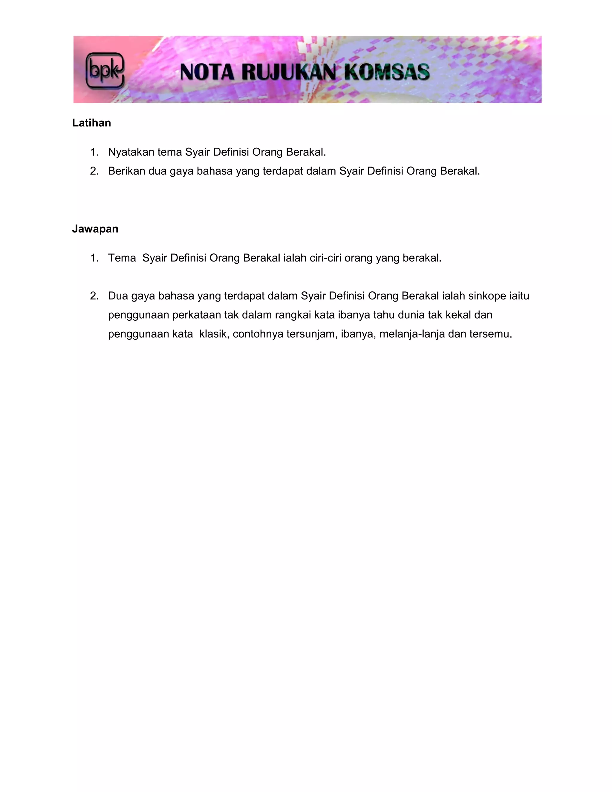 Syair definisi orang berakal | PDF