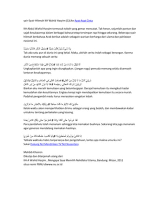 Syair kh wahid hasyim | DOCX