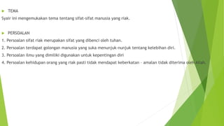 Syair makna riak tingkatan 5 | PPT