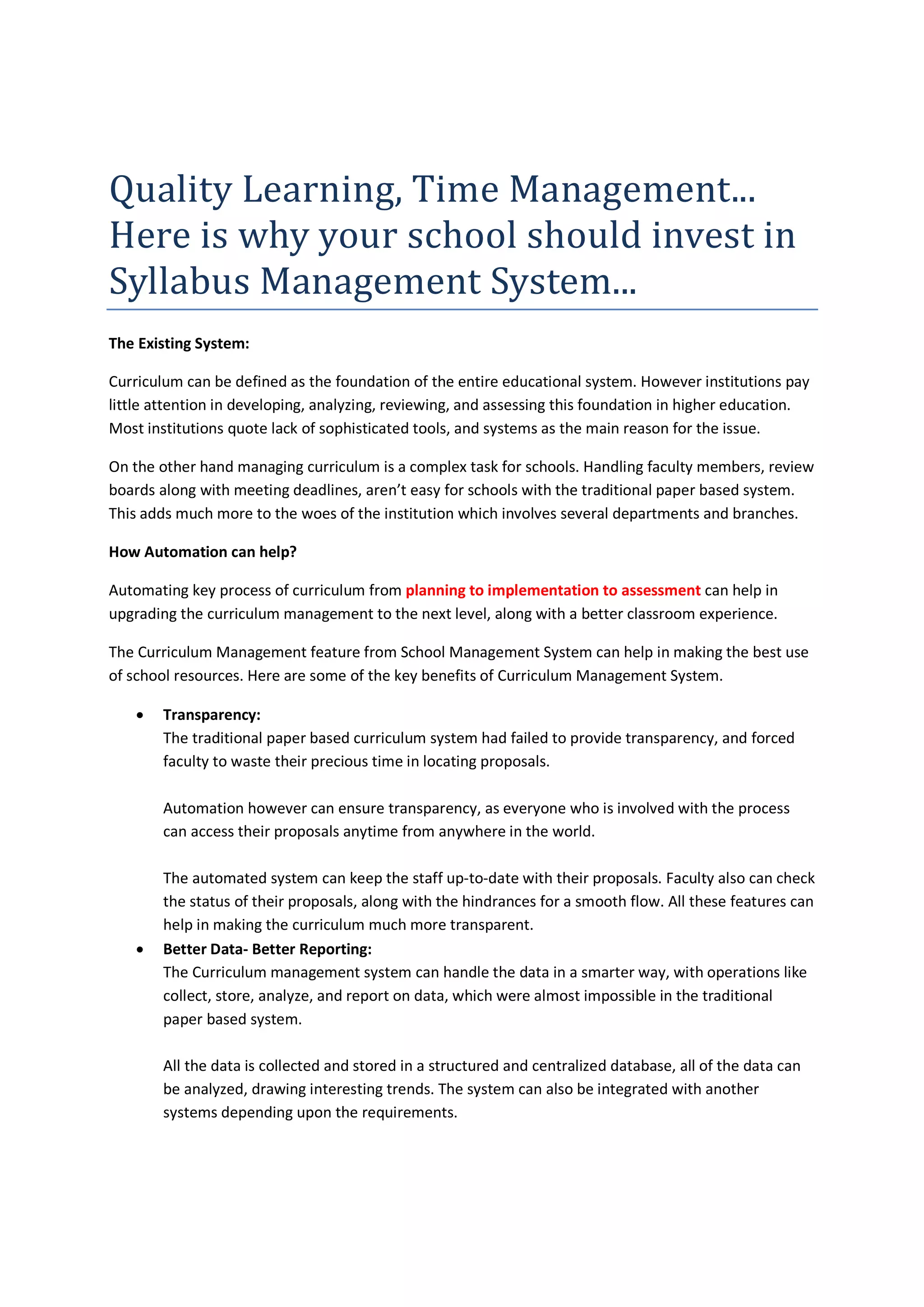 Syllabus management system | PDF