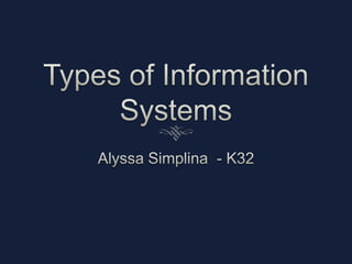 SYANDES K32 - Types of Information Systems Quiz #3 | PPT