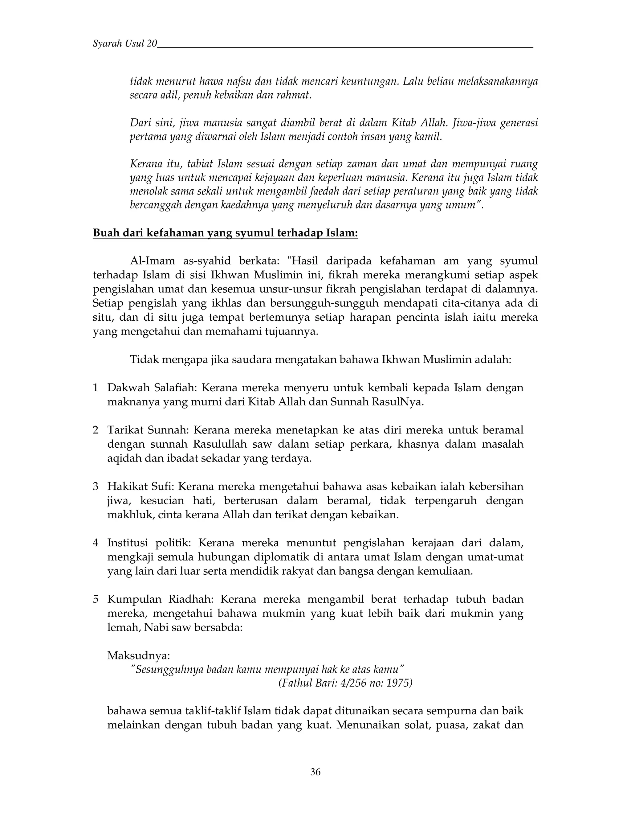 Syarah Panjang Usul 20 - Imam Hassan al Banna (IHAB) | PDF