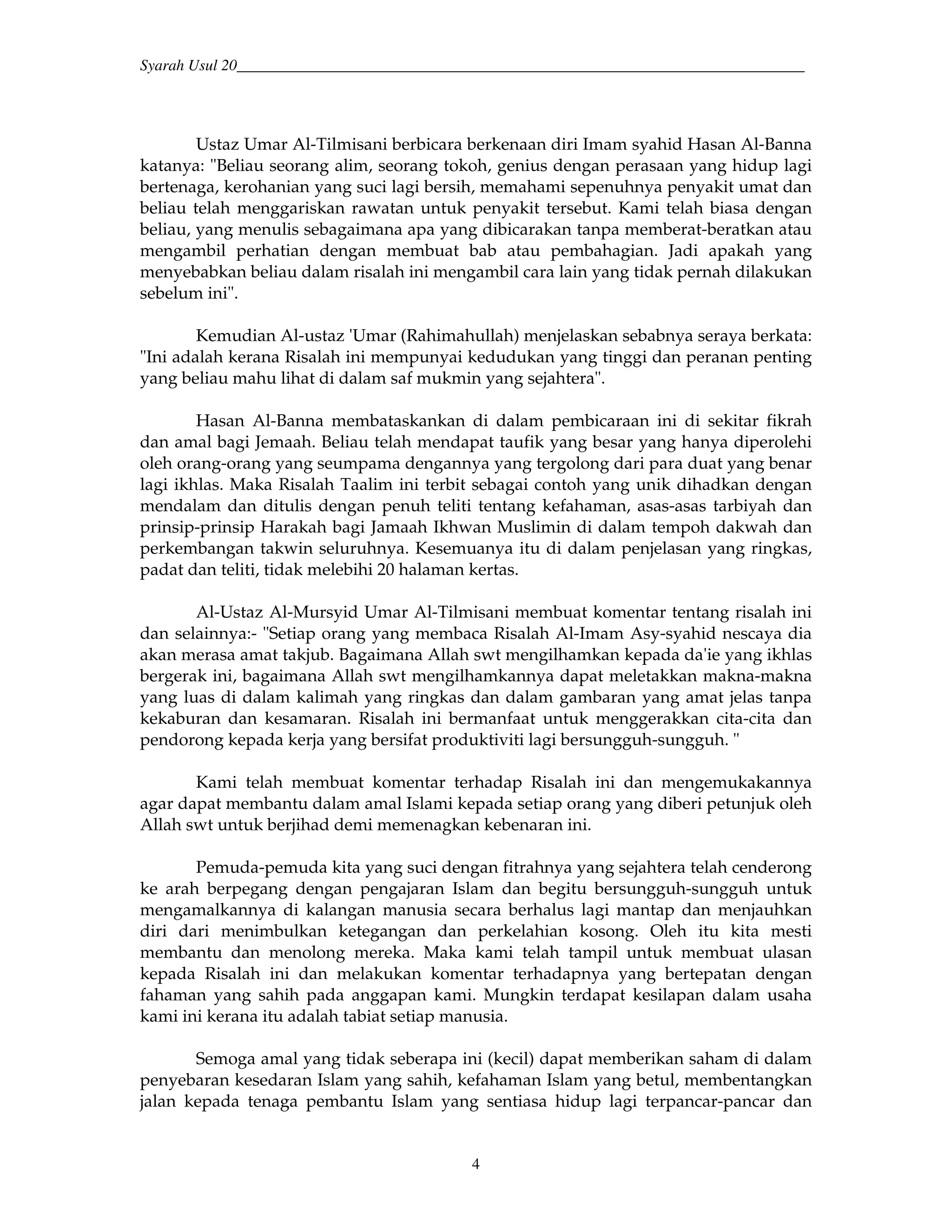 Syarah Panjang Usul 20 - Imam Hassan al Banna (IHAB) | PDF