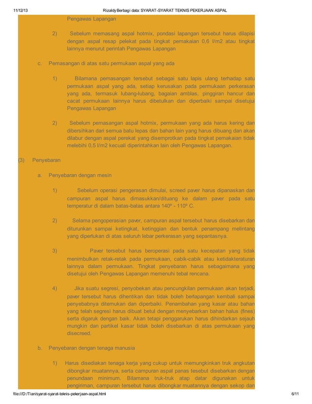 Syarat syarat teknis pekerjaan aspal | PDF