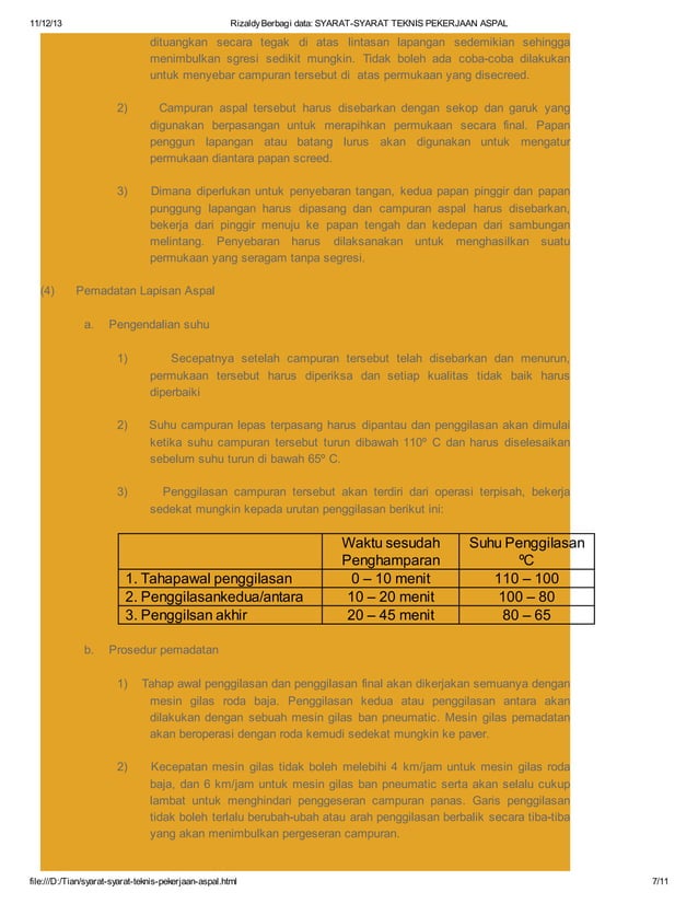 Syarat syarat teknis pekerjaan aspal | PDF