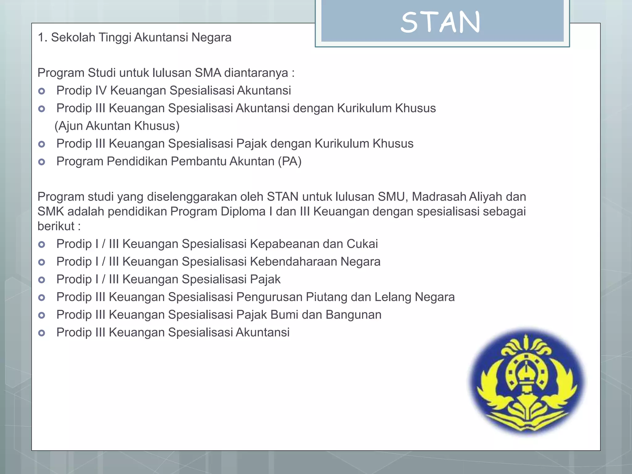 Syarat Pendaftaran STAN | PPTX