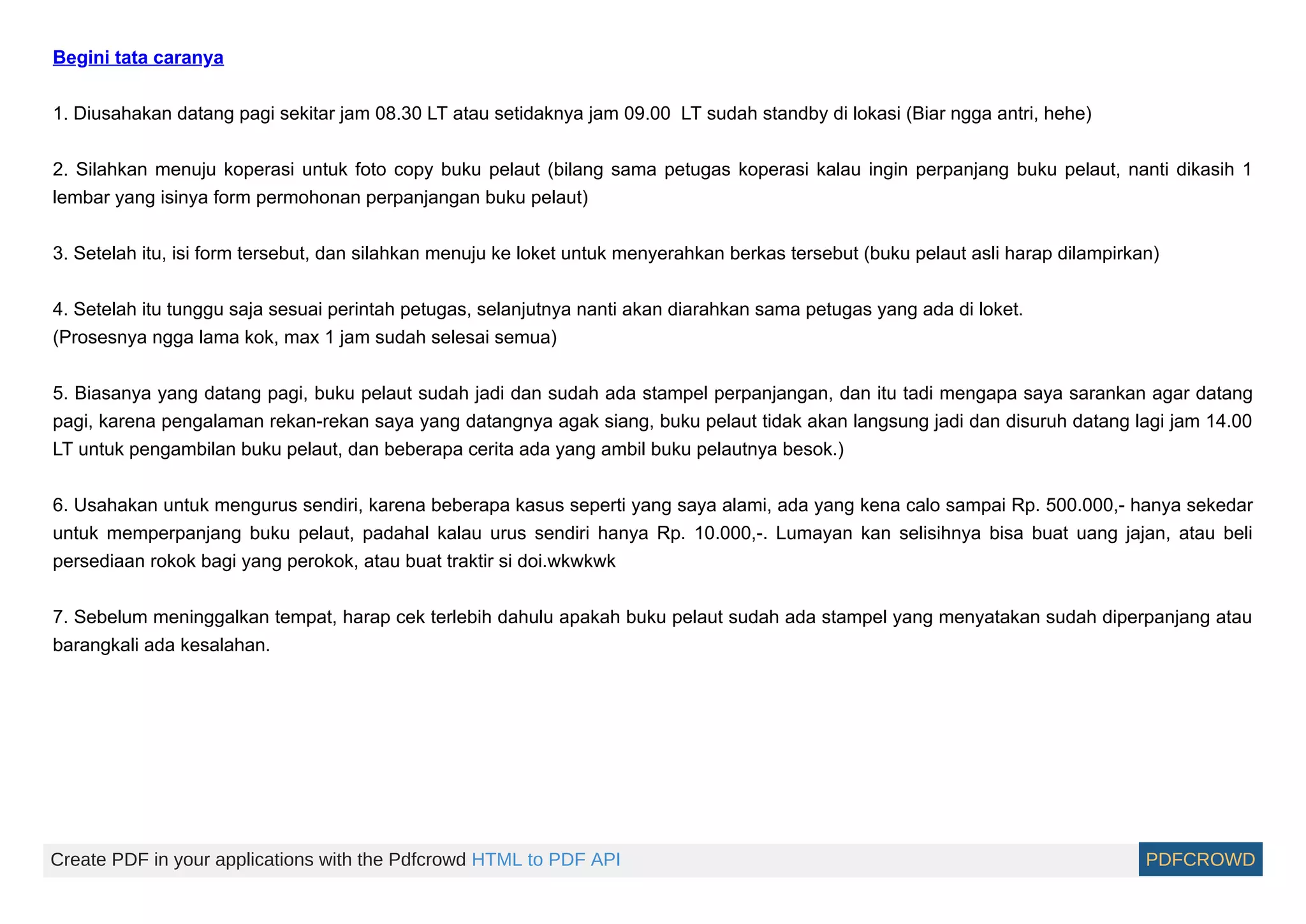 Syarat perpanjang buku pelaut yang belum online | PDF