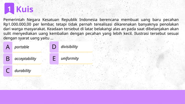 Syarat Uang materi kelas 10 ekonomi uang dan sistem pembayaran | PPT