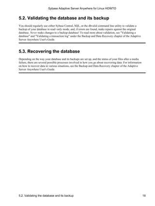 Sybase Adaptive Server Anywhere for Linux | PDF
