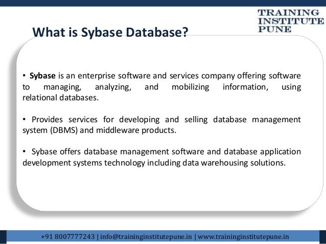 Sybase Database Classes in Pune | Training Institute Pune