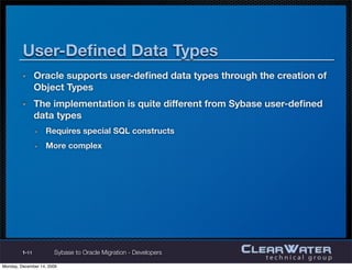 Sybase To Oracle Migration for Developers | KEY | Databases | Computer Software and Applications