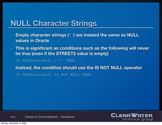 Sybase To Oracle Migration for Developers | KEY