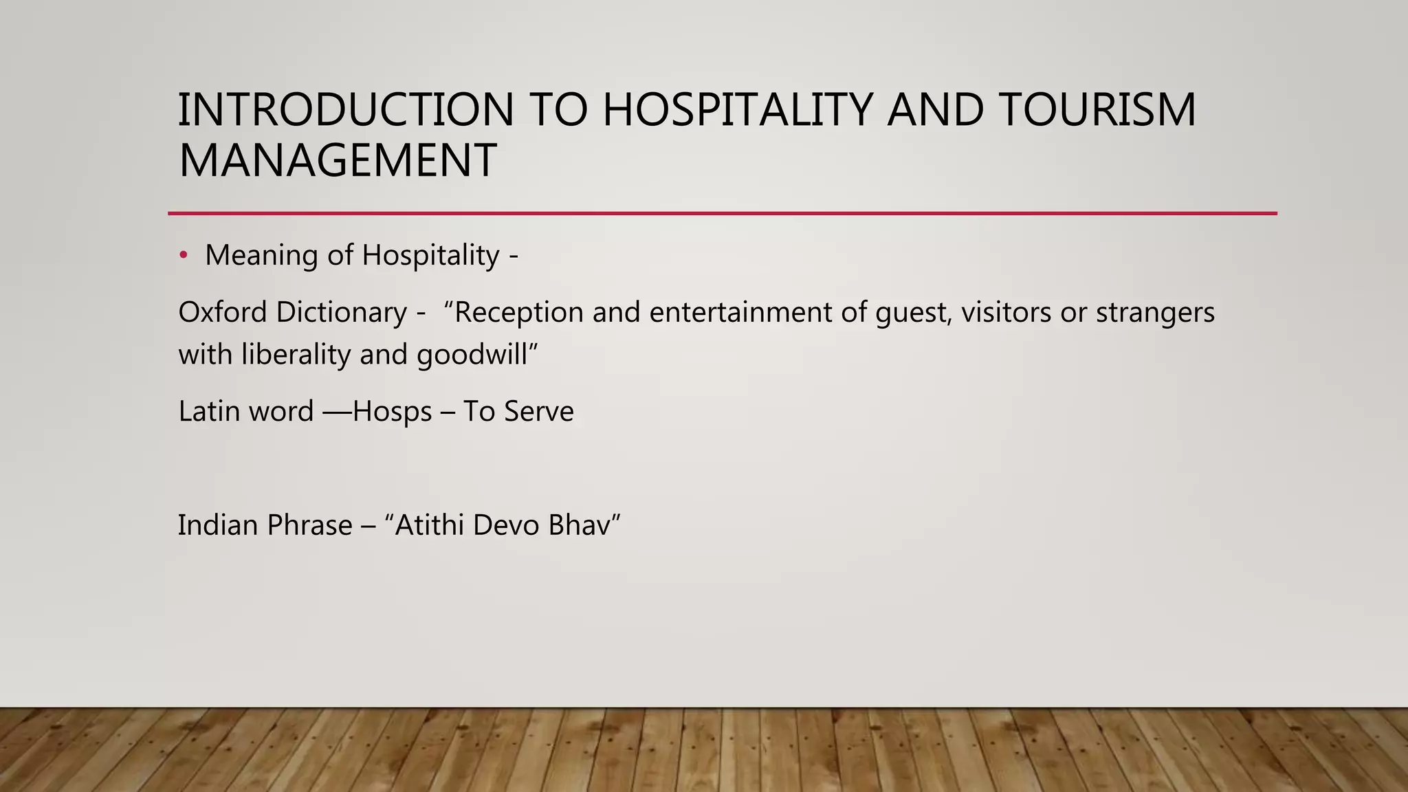 Introduction to Hospitality and Tourism Management | PPTX
