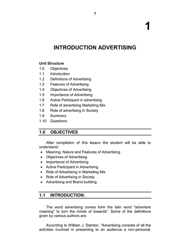 Introduction Advertising | PDF