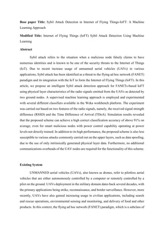 Sybil Attack Detection in Internet of Flying Things-IoFT A Machine ...