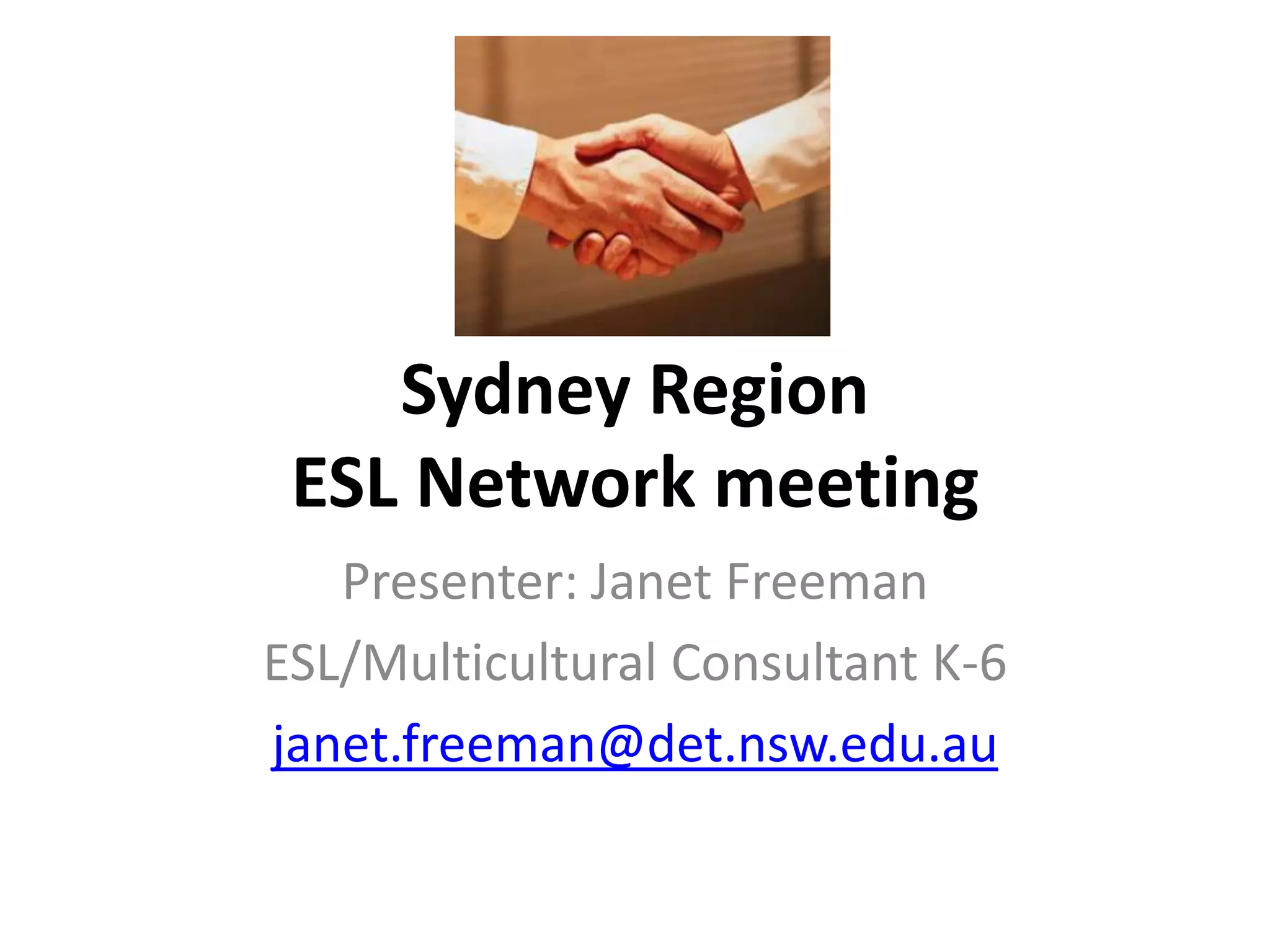 Sydney Region ESL Network meeting term 1 | PPTX