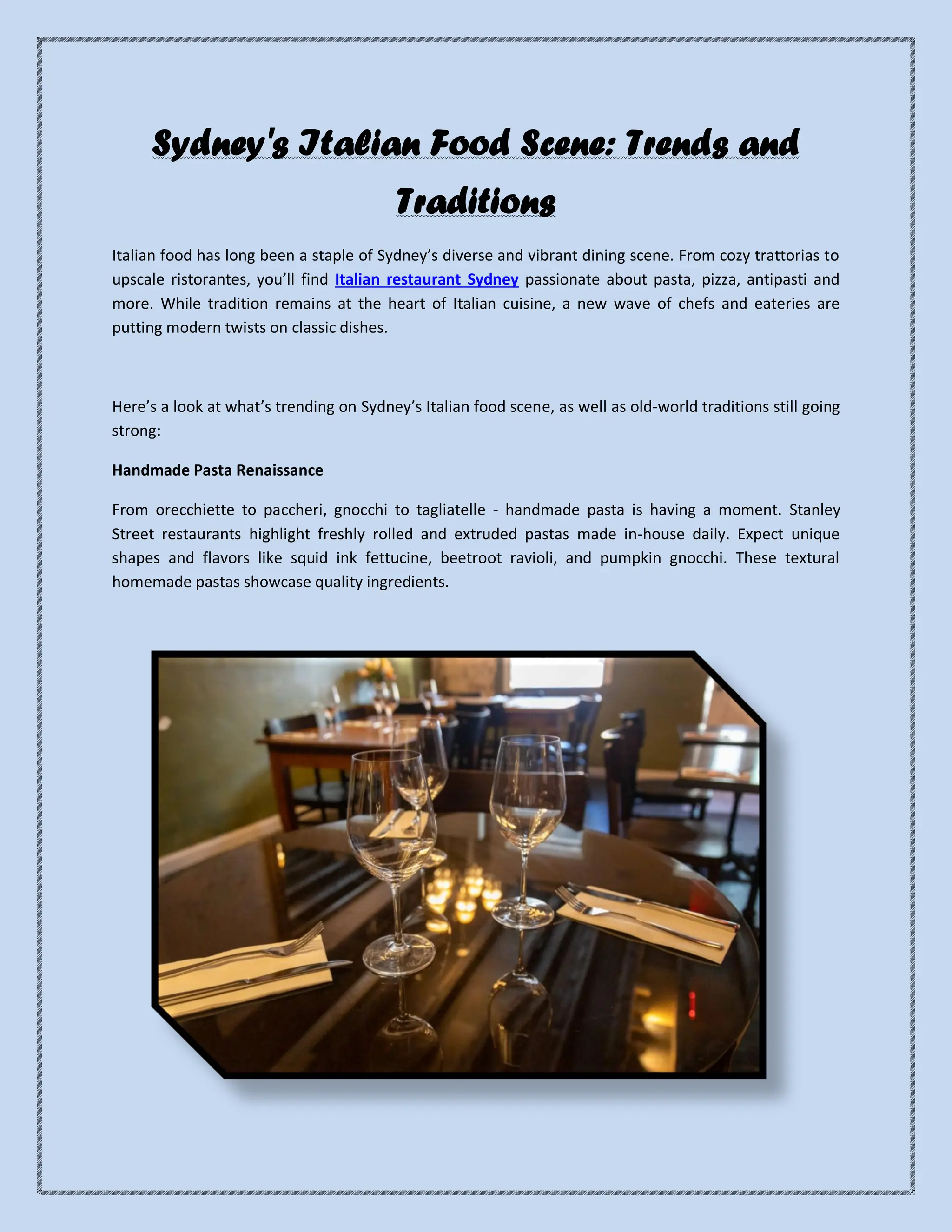 Sydney's Italian Food Scene: Trends and Traditions | PDF