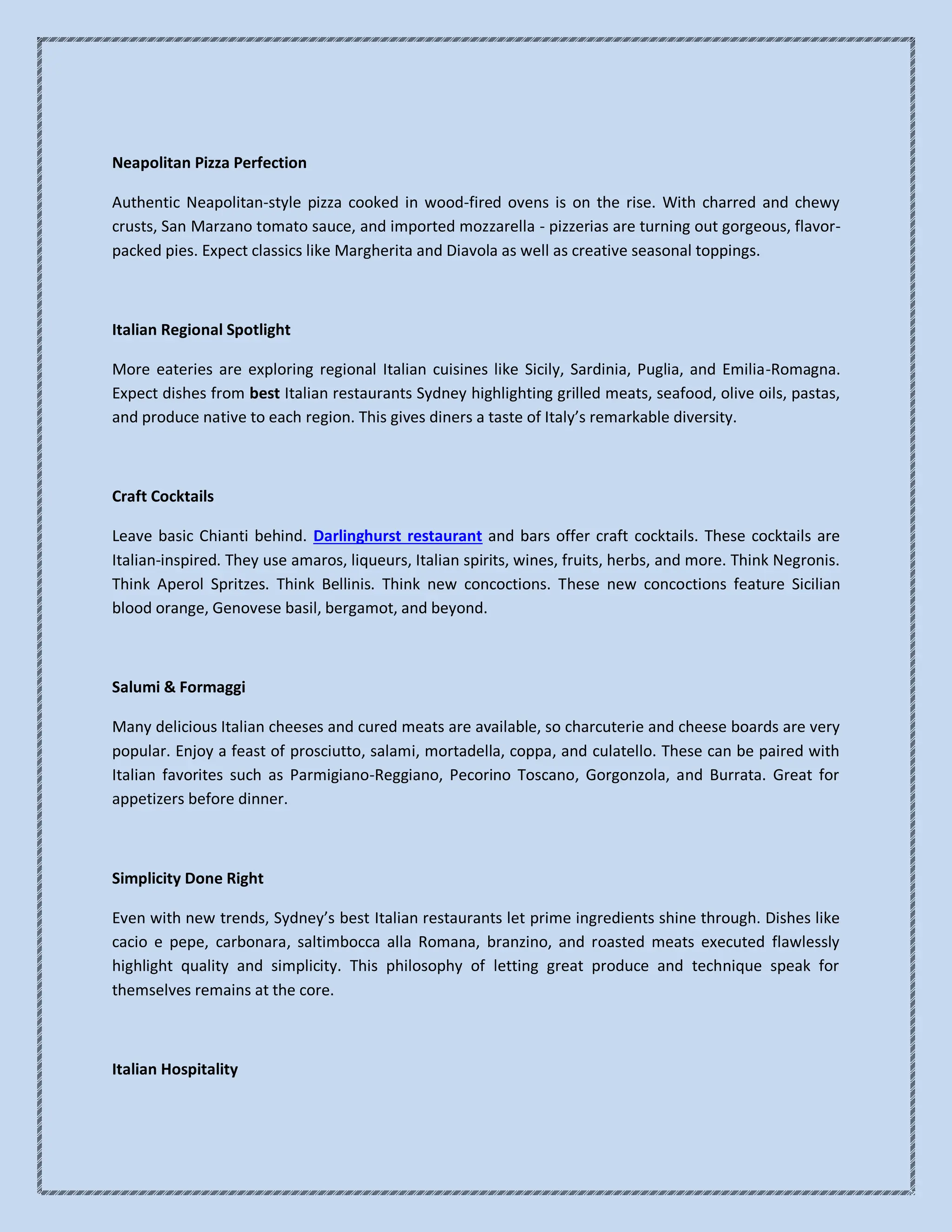 Sydney's Italian Food Scene: Trends and Traditions | PDF