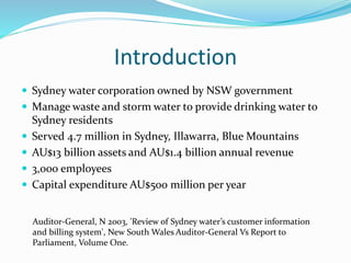 Sydney water customer information & billing system | PPTX