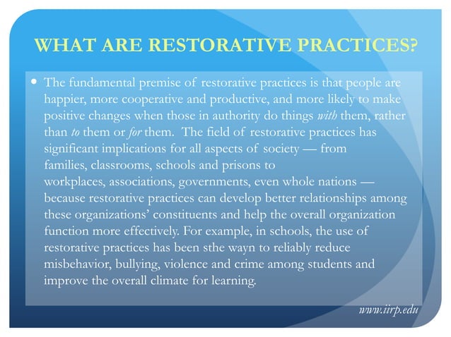 Sydnor School Climate - Restorative Practices | PPT | Free Download