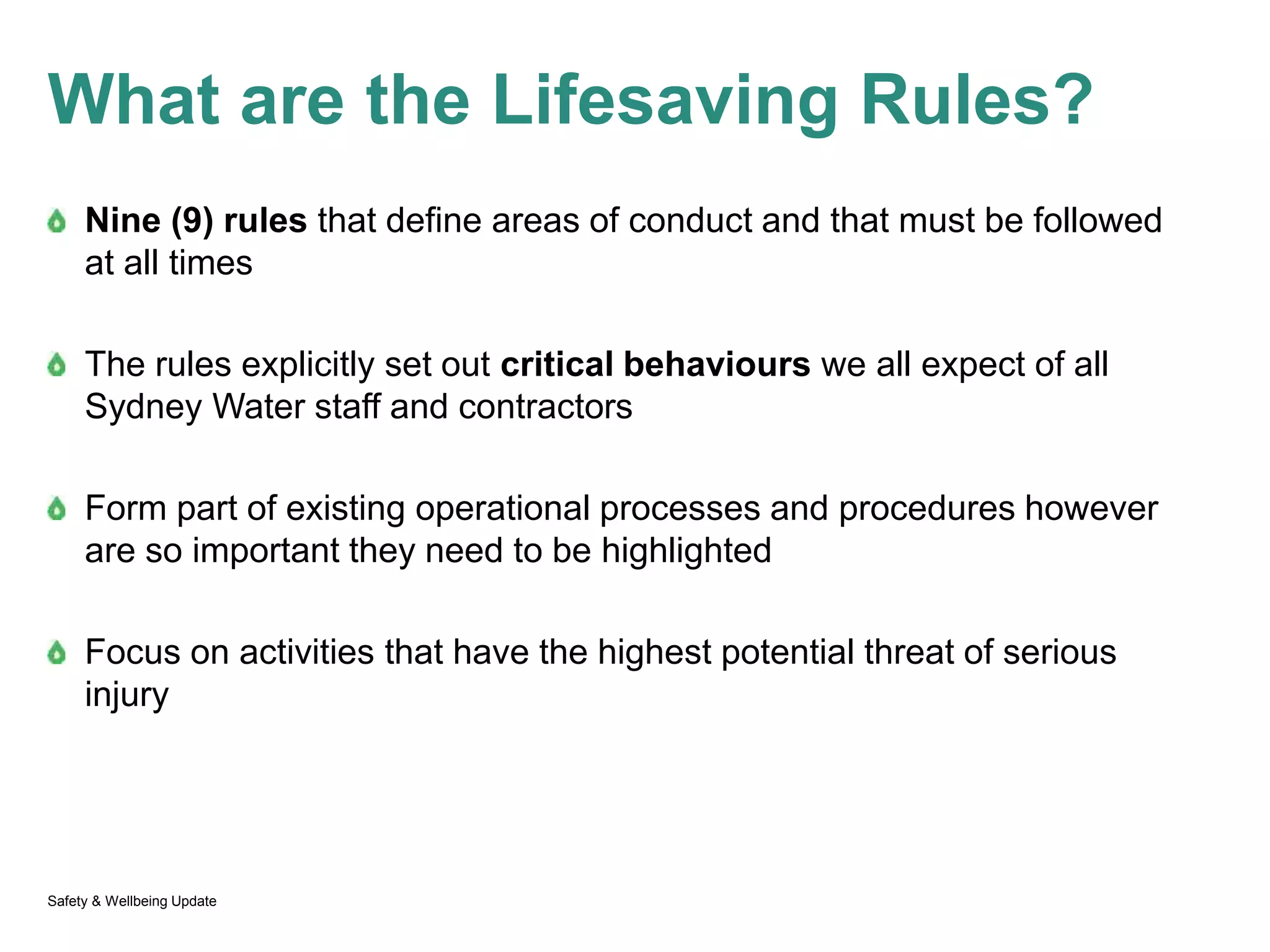 Syd water life saving rules preso | PPTX