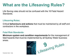 Syd water life saving rules preso | PPTX