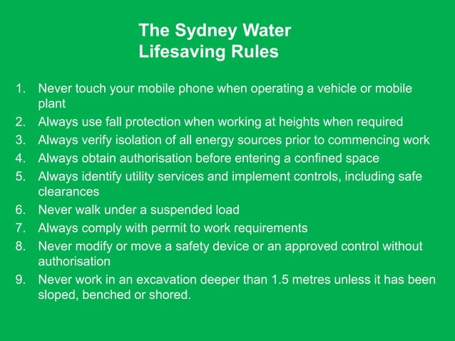 Syd water life saving rules preso | PPT