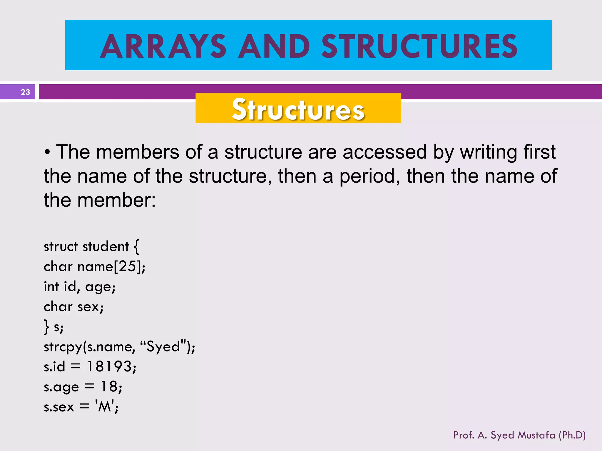 Data Structure with C -Part-2 ADT,Array, Strucure and Union | PDF