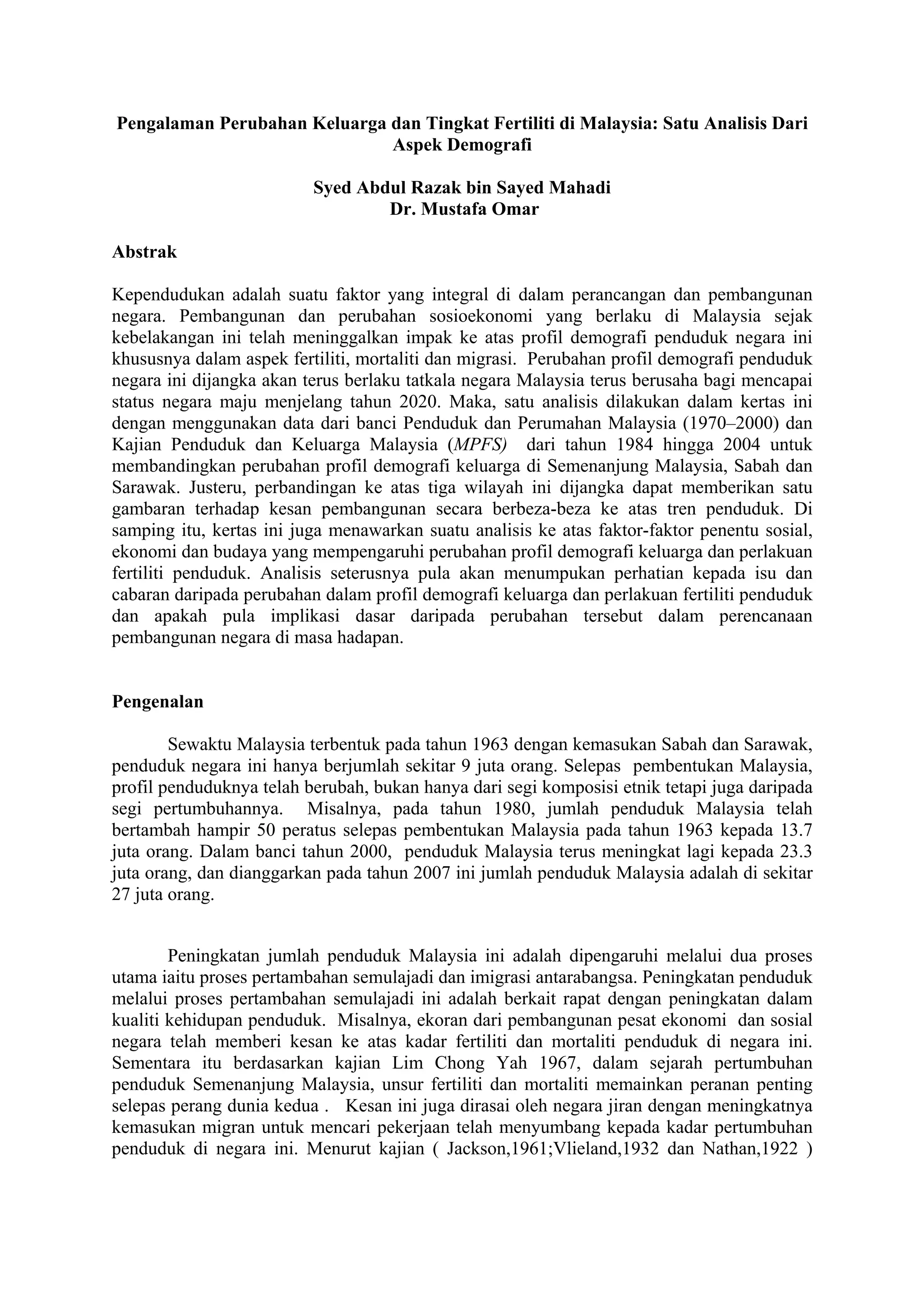 Syed abdul razak b. sayed mahadi pengalaman perubahan keluarga dan ...