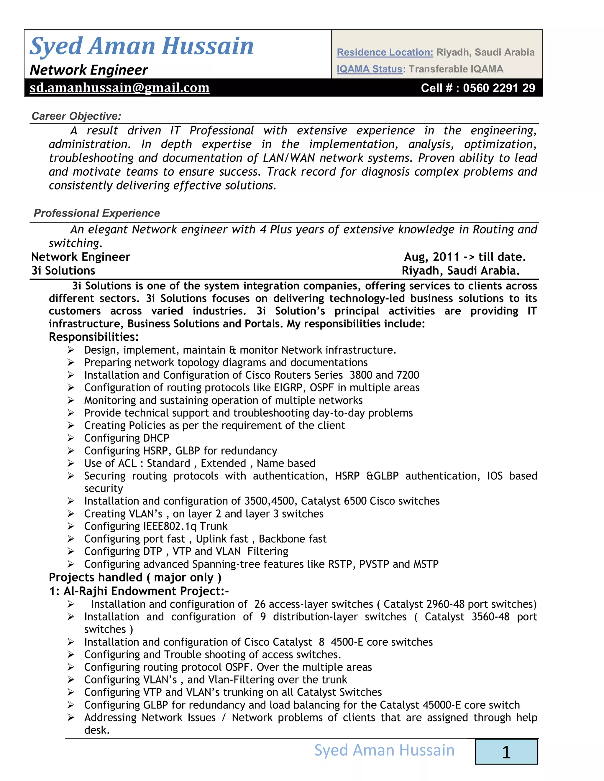 Syed Aman Hussain Updated Cv | PDF