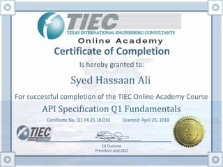 API SPECIFICATIONS Q1 FUNDAMENTALS | PDF
