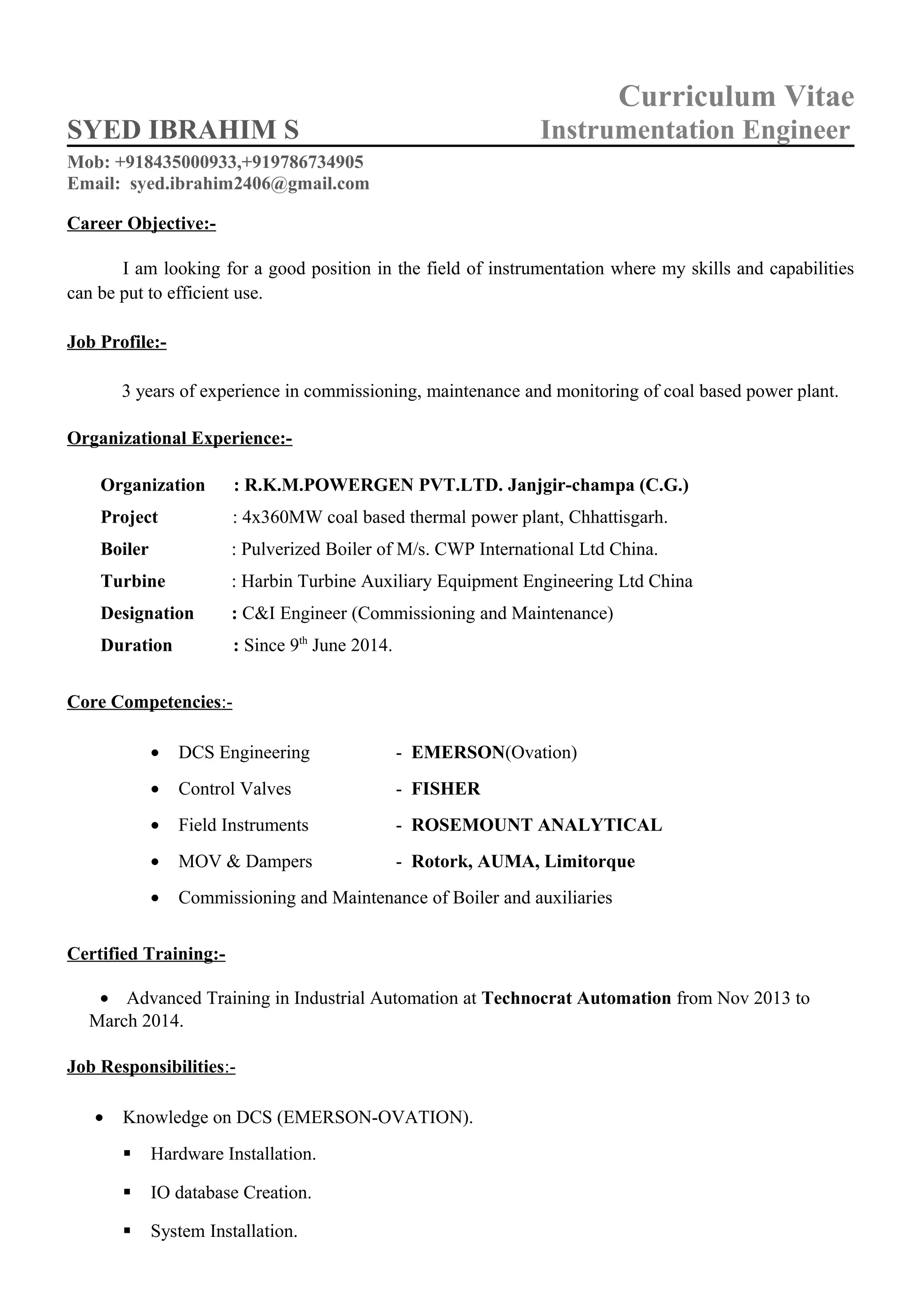 Syed ibrahim resume | DOC